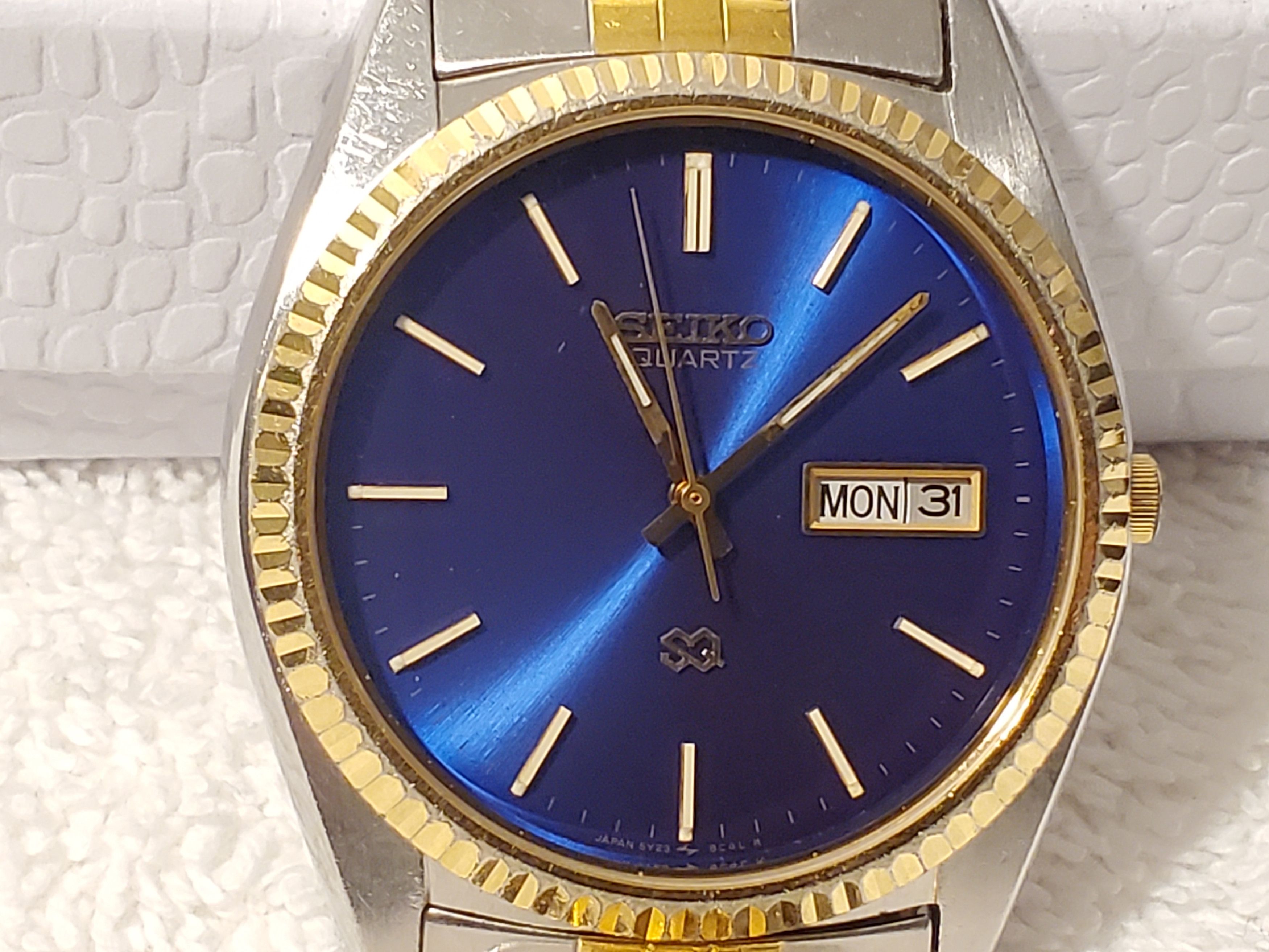 Seiko Vintage Seiko SQ Day Date Men's Watch One Jewel Blue Dial | Grailed