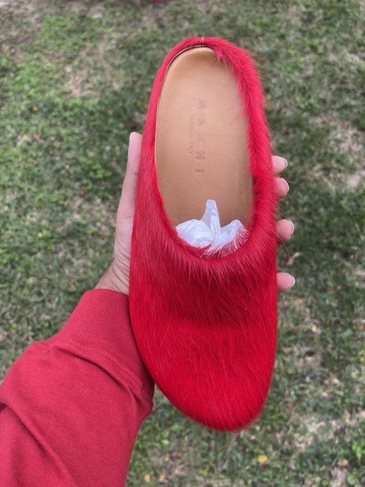 Marni Red Marni Fur clogs | Grailed