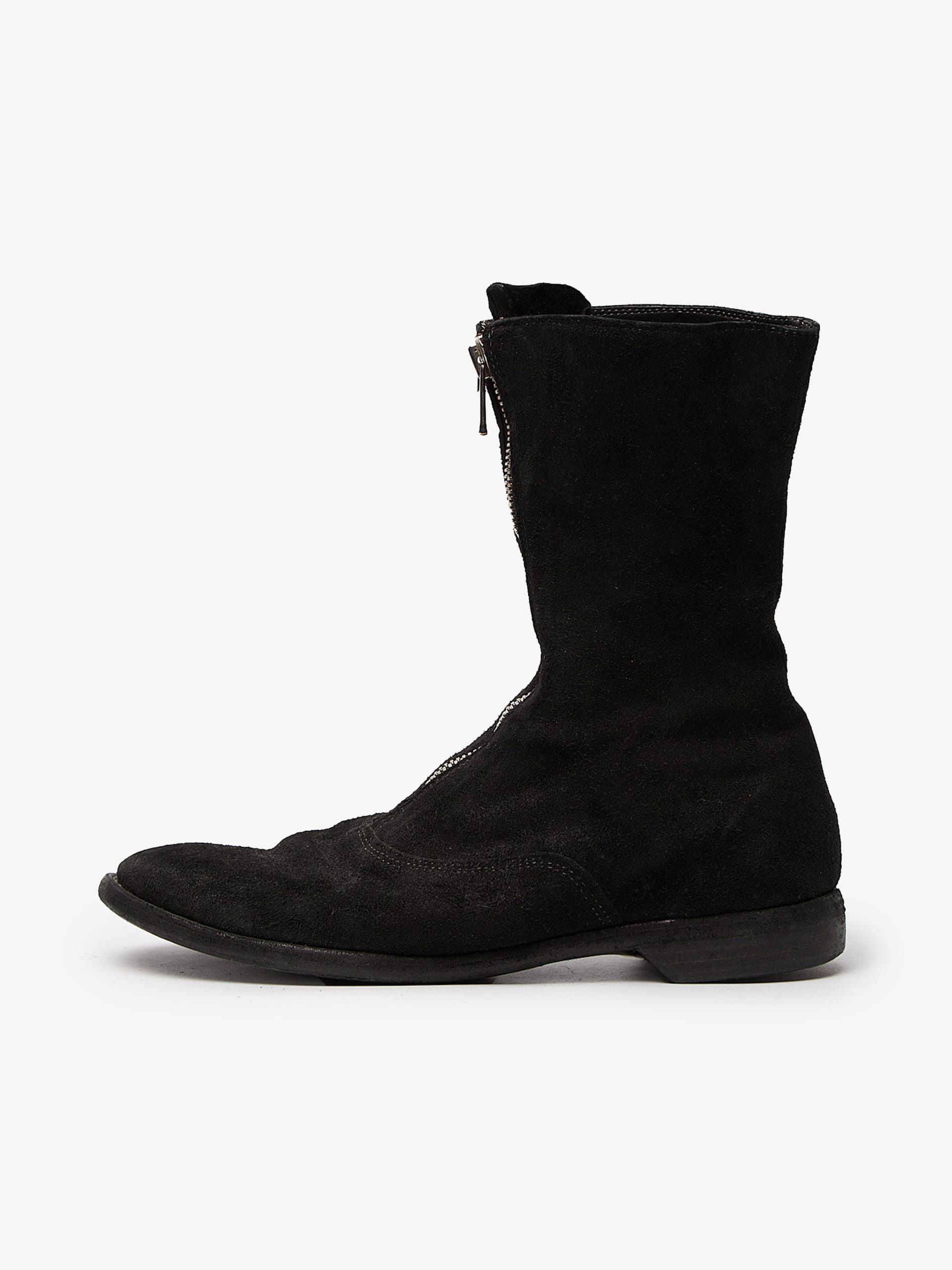 Guidi Black Reversed Leather Detailed Middle Zipped Leather High Boos ...