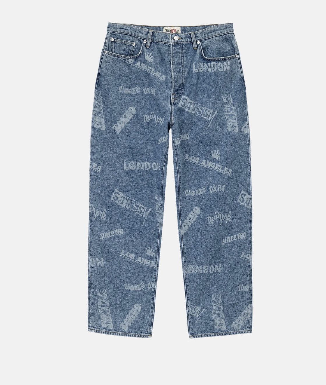 Stussy × Vintage Stussy Worldwide Big Ol Jean Baggy Blue Denim Stone ...
