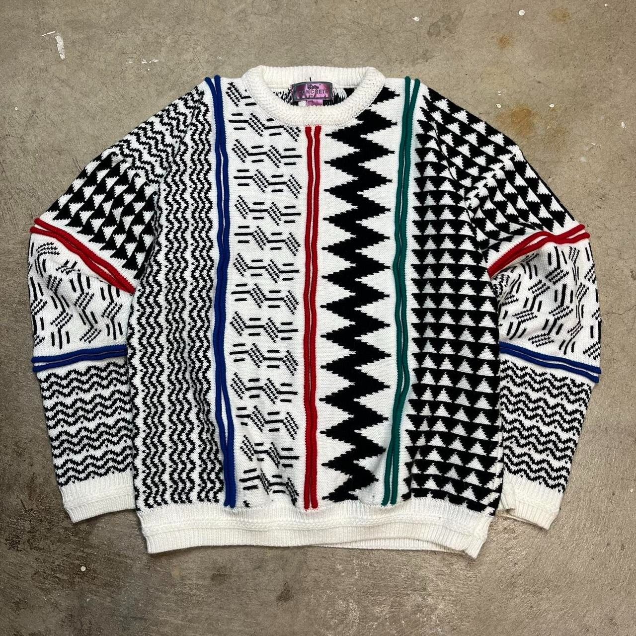 Streetwear × Vintage Vintage 80s Concrete Mix Knit Sweater Coogi Style ...