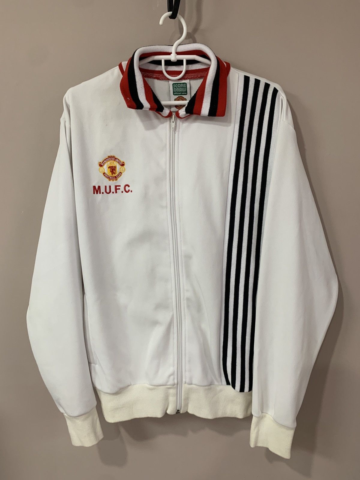 Manchester United × Vintage Manchester United Retro Soccer Jacket Score ...