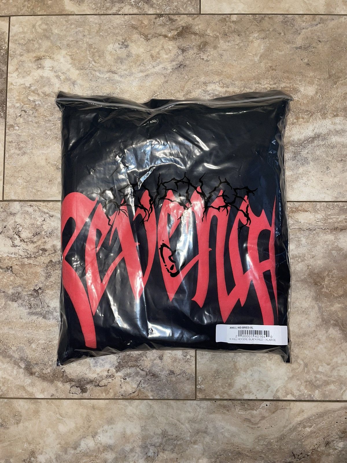 Designer × Revenge × Streetwear REVENGE X KILL HOODIE BLACK/RED BRED ...