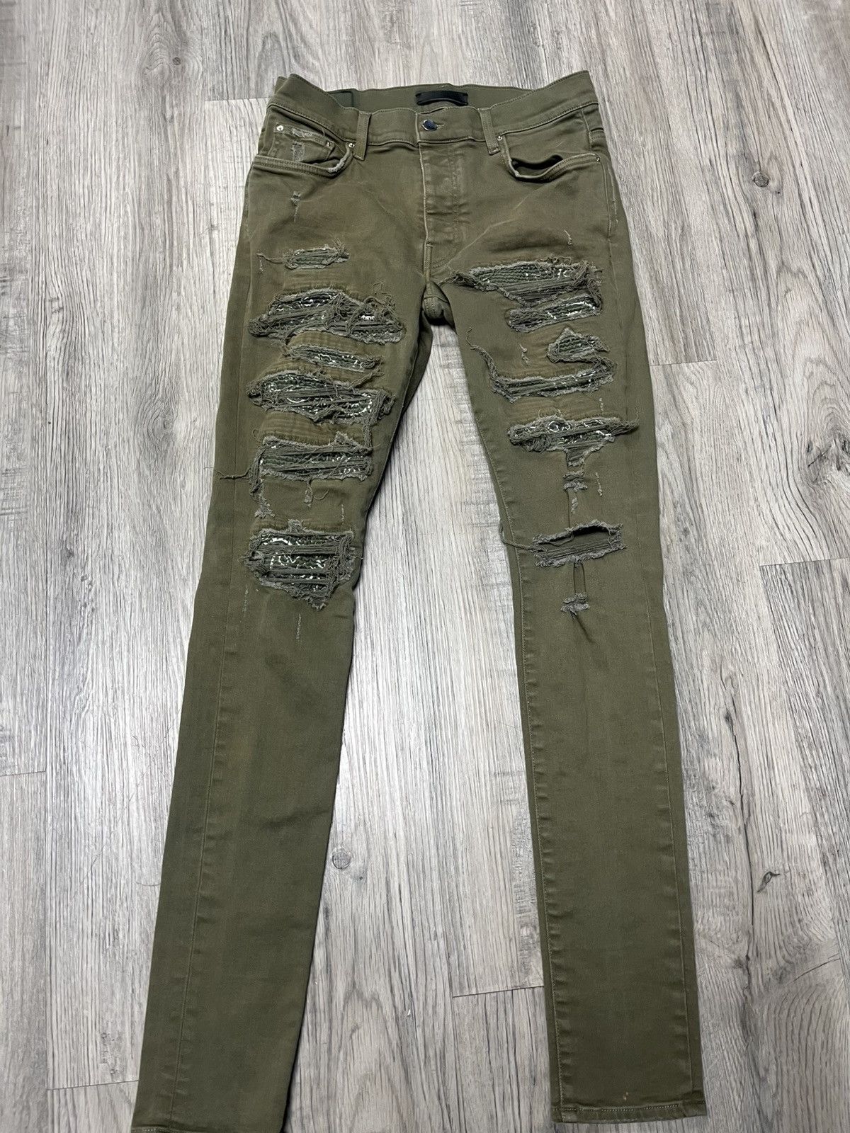 Amiri Amiri MX1 Khaki Olive Green Patches | Grailed