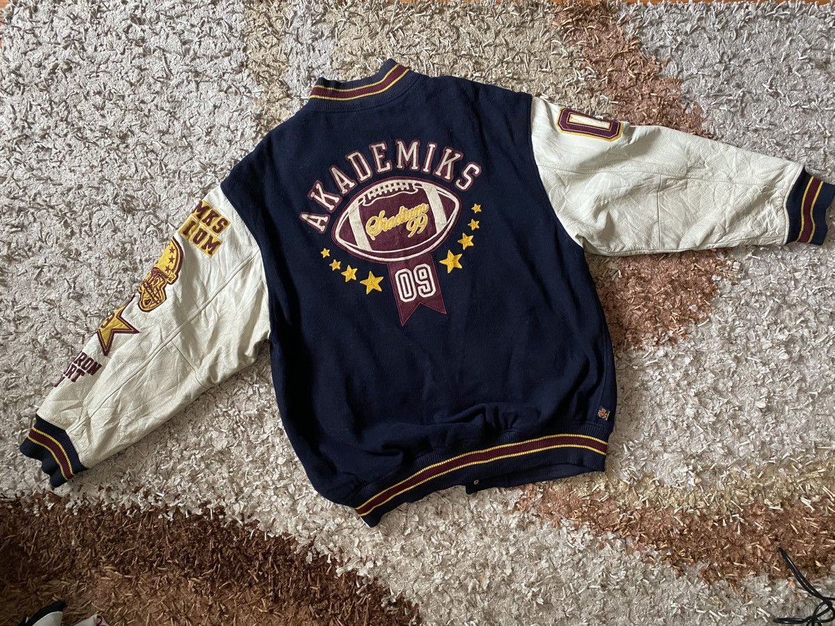 Leather × Varsity Jacket × Vintage RARE Vintage Akademiks Varsity ...
