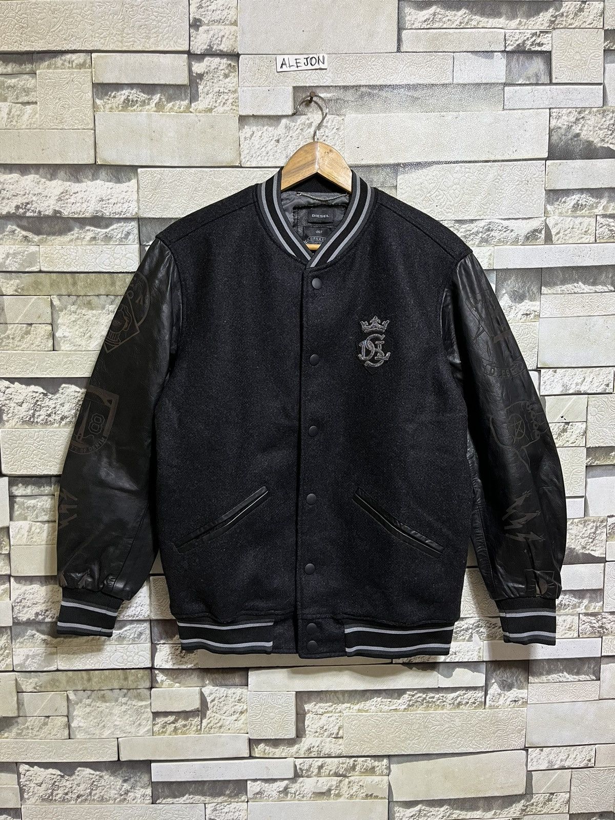 Diesel DIESEL LETTERMAN VARSITY JACKET BLACK | Grailed