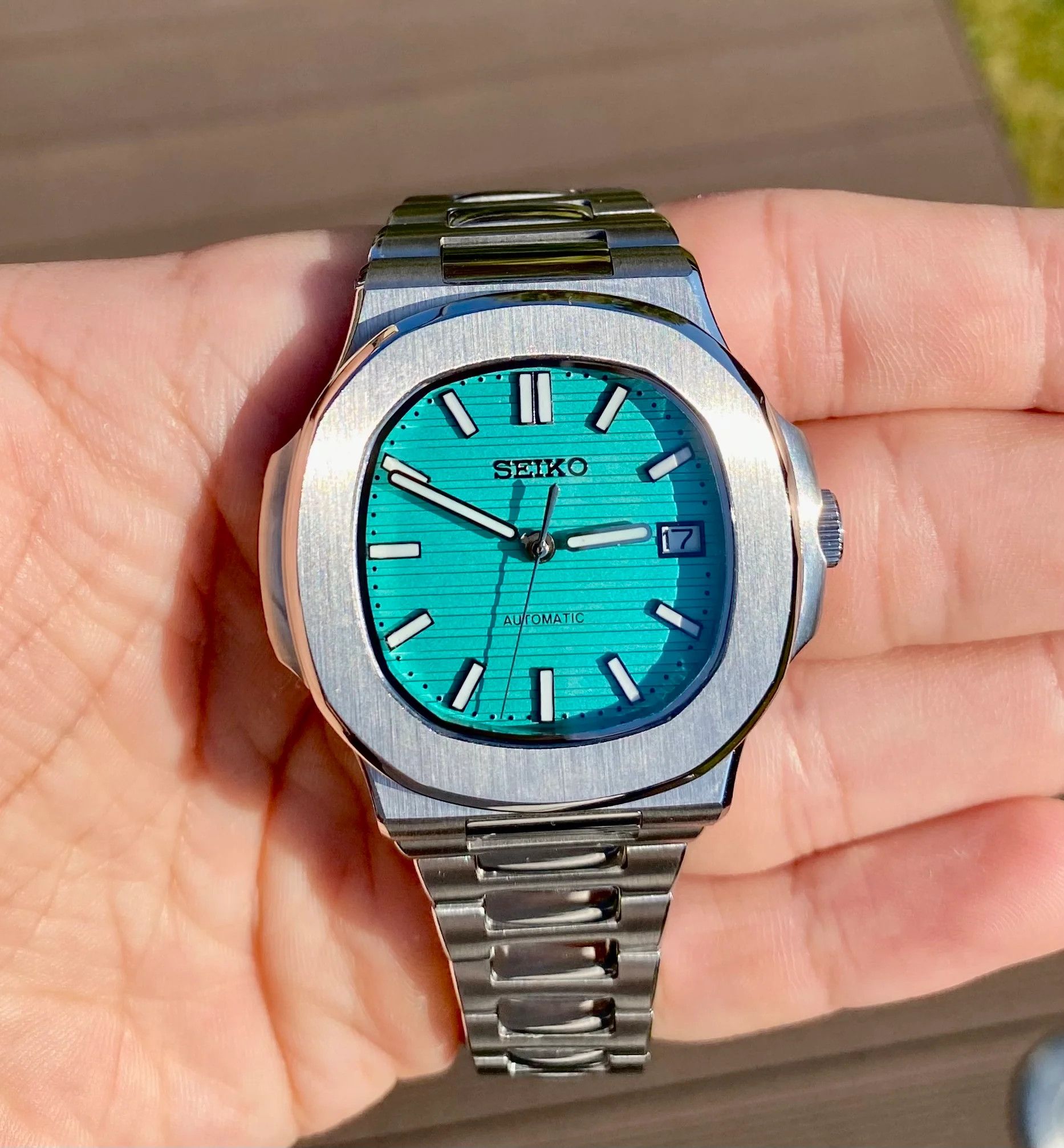 Seiko Tiffany Blue Seiko Nautilus Mod | Grailed