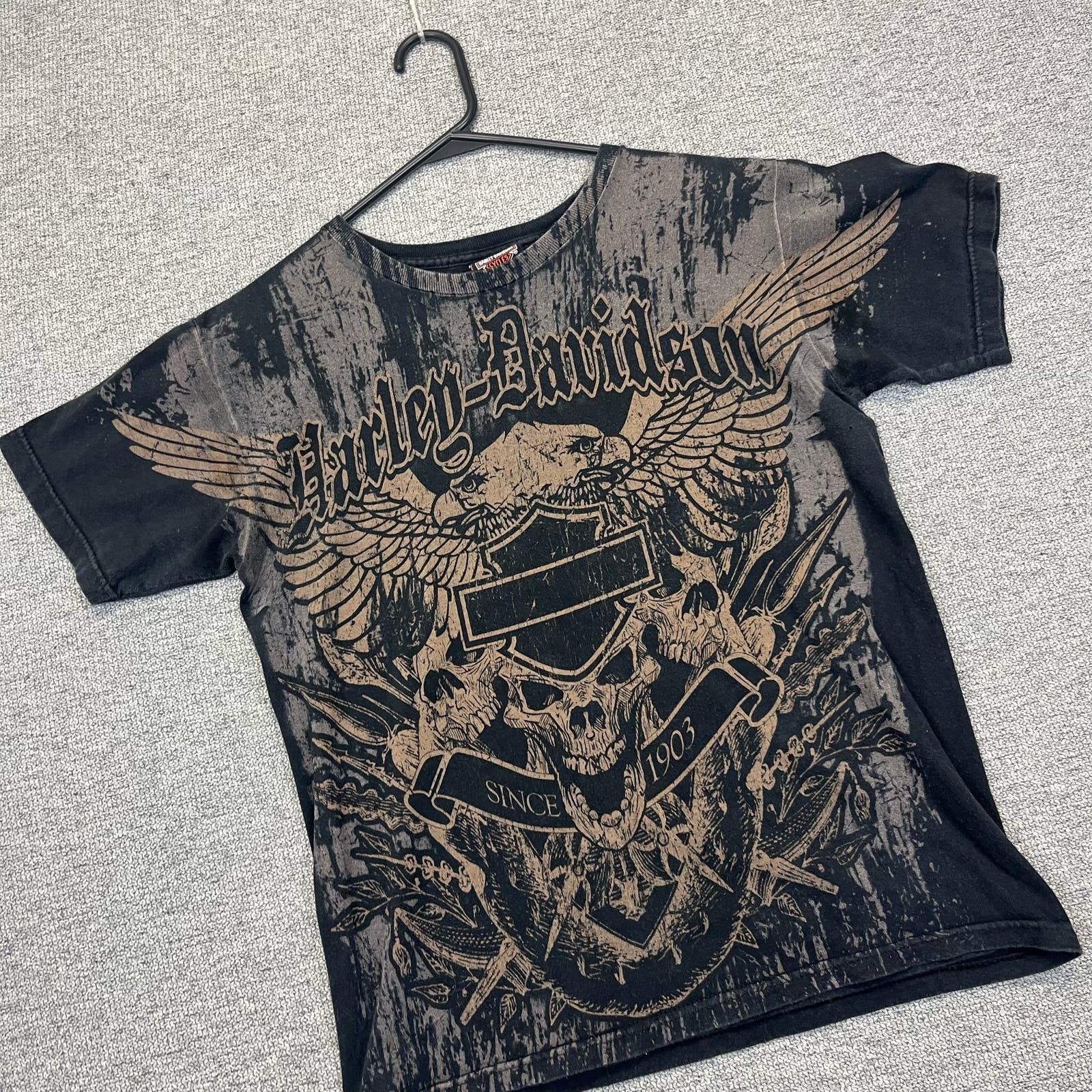 Harley Davidson CRAZY Y2K HARLEY DAVIDSON SKULL EAGLE Y2K MALLGOTH TEE ...