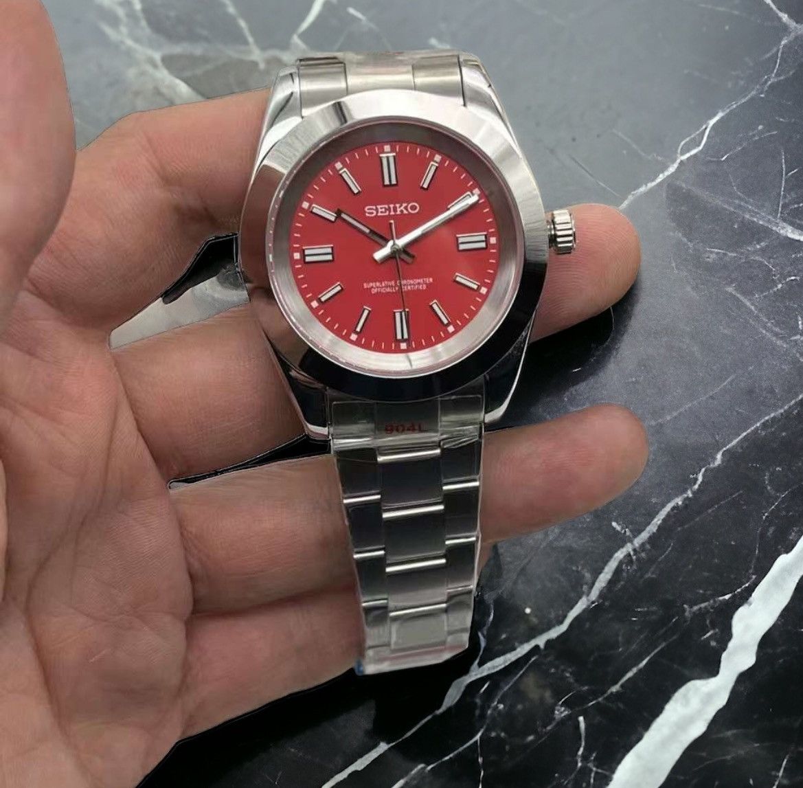Japanese Brand × Seiko Seiko Oyster Perpetual Red Dial Smooth Bezel ...