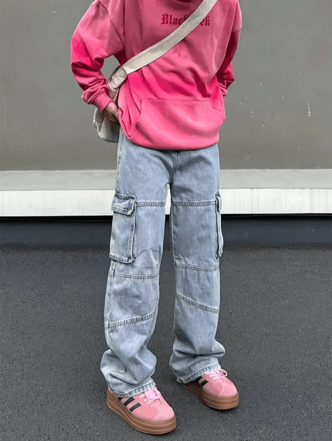 Streetwear Washed and faded side pocket design baggy jeans | Grailed