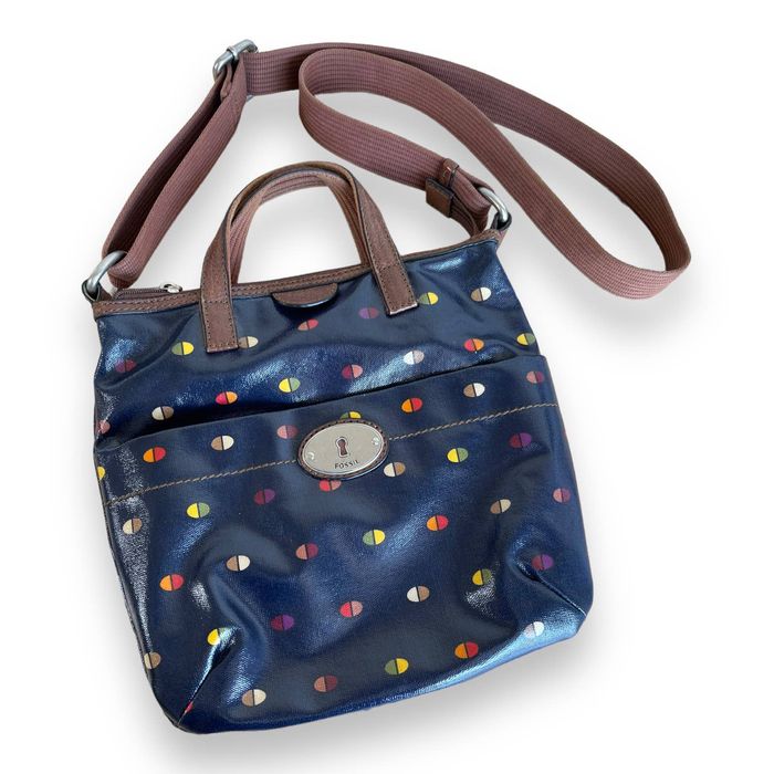 Fossil Fossil Key Per Blue Dot Crossbody Bag Coated Canvas Purse | Grailed