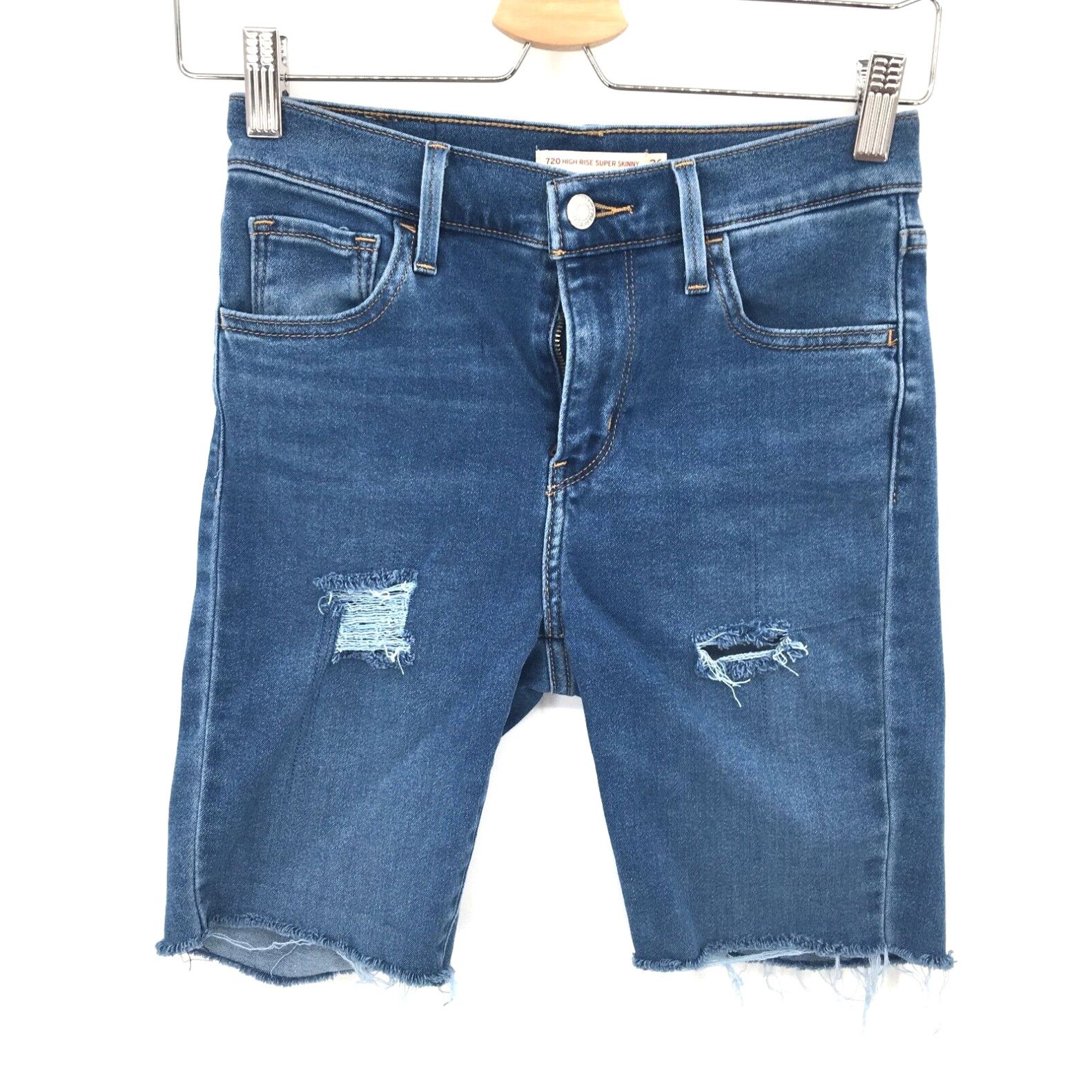 Levi's Levi's 720 high rise super skinny jegging cut-off Bermuda denim ...