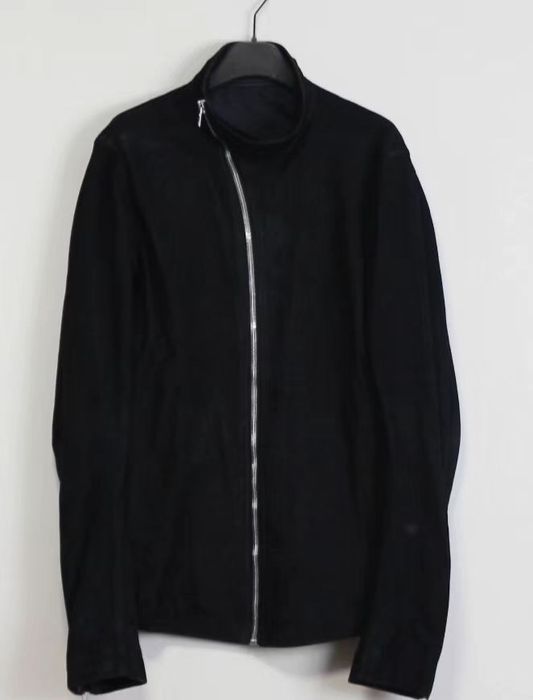 Rick Owens Rick owens main line suede leather with diagonal zipper ...