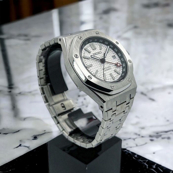 Seiko Seiko Mod Royal Oak White GMT 41mm Steel Automatic Watch | Grailed