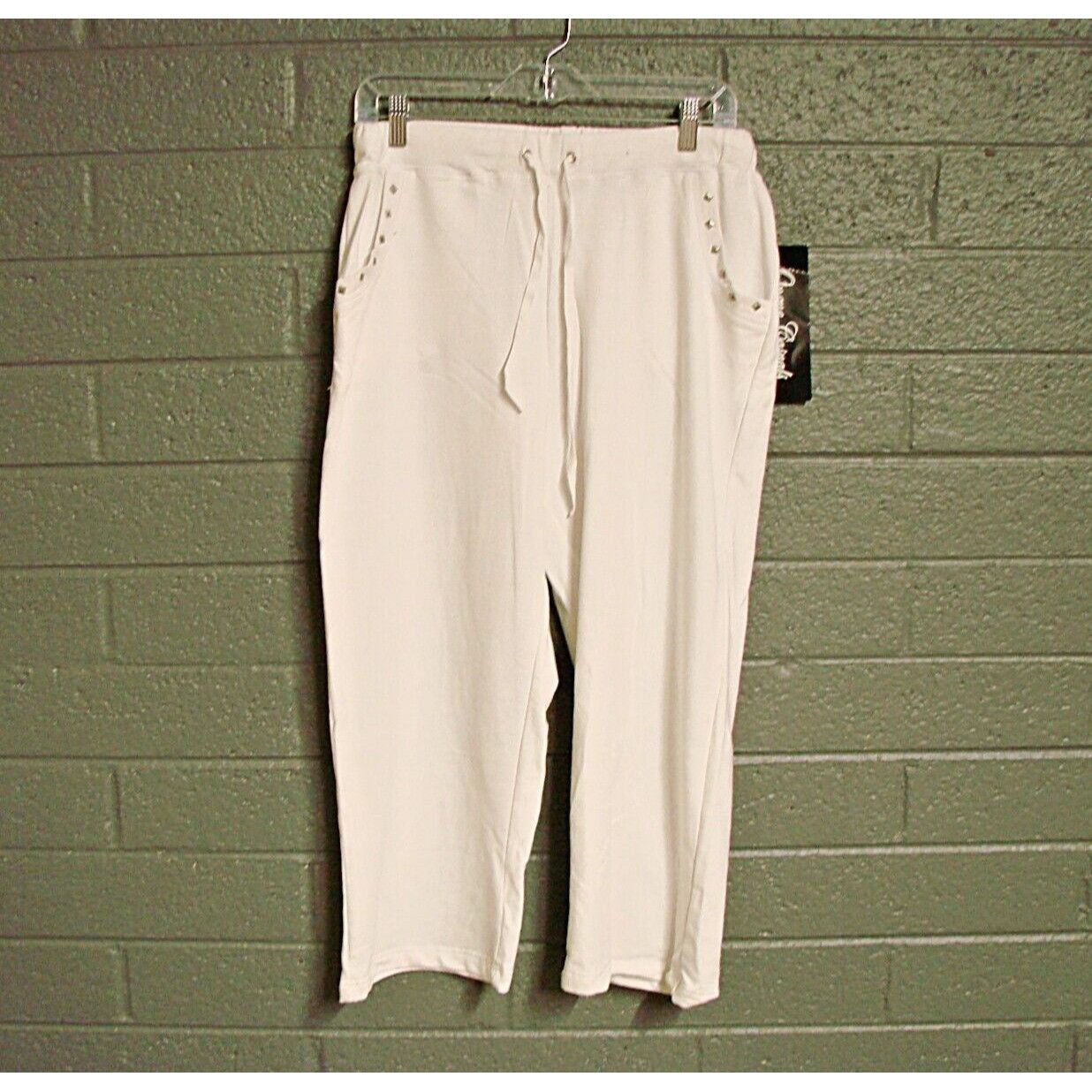 Other NEW Onque Casuals Womens Cropped Pants Med White Studded Poc ...