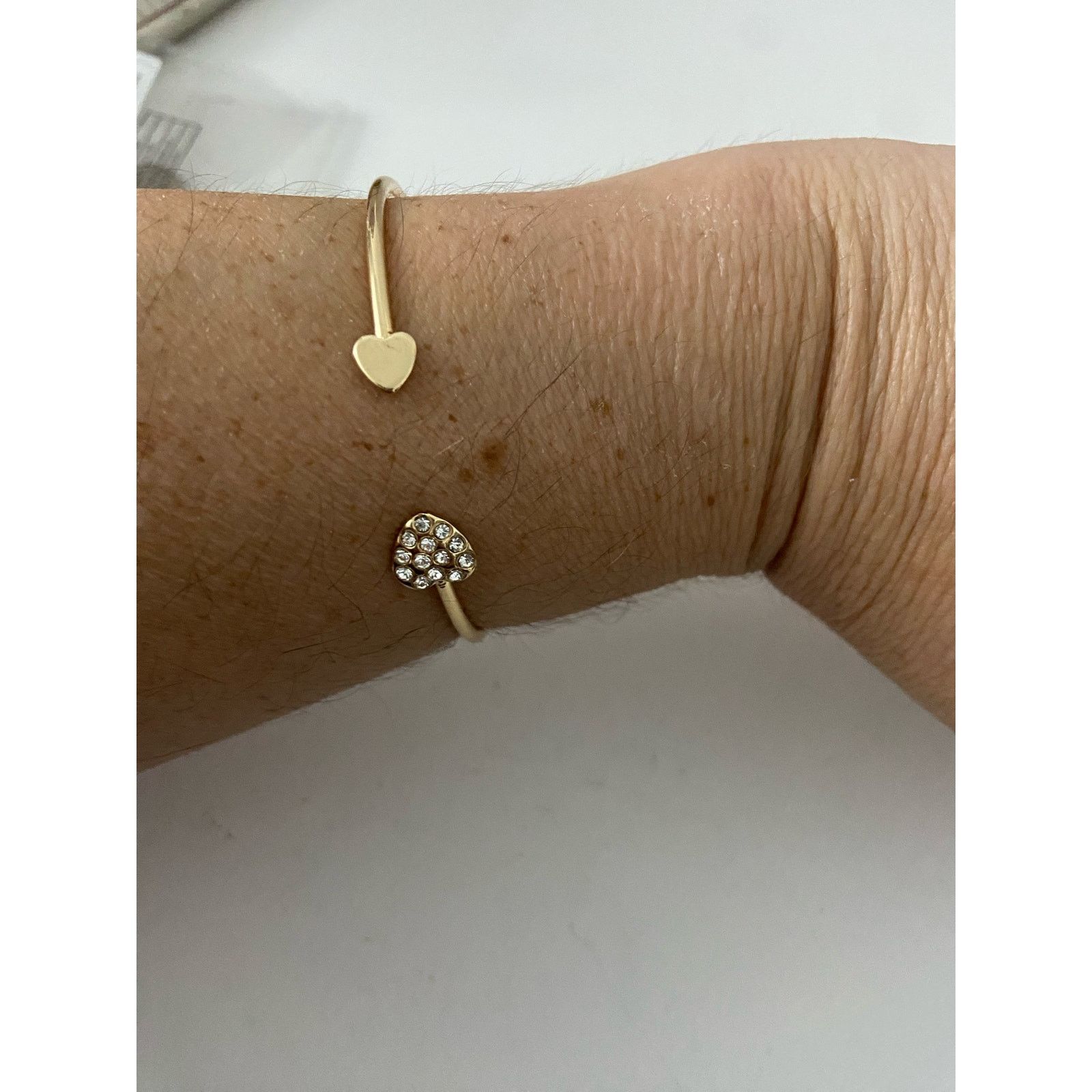 Generic Skinny cuff bracelet with rhinestone heart design | Grailed