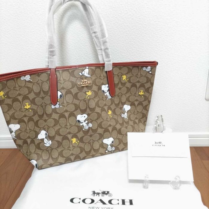 Coach Coach X Peanuts City Tote Canvas With Snoopy Woodstock Print ...