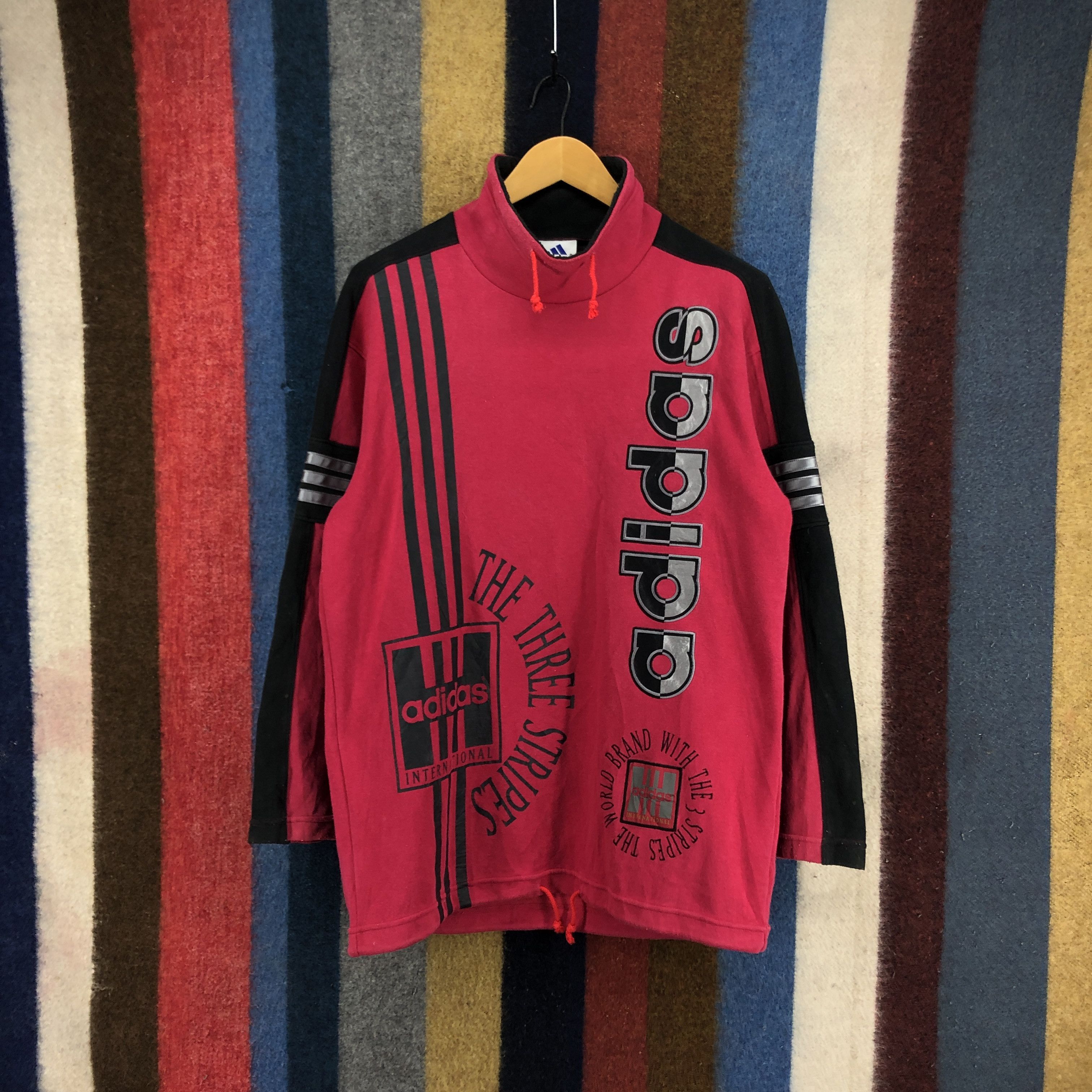Adidas × Descente × Vintage 90s ADIDAS THREE STRIPE Turtle Neck ...