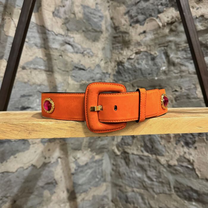 Escada Escada Vintage 90s Orange Suede Stone Embellished Belt | Grailed