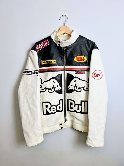 Red Bull Red Bull Racing Vintage 90s Leather Jacket Rare "M" | Grailed