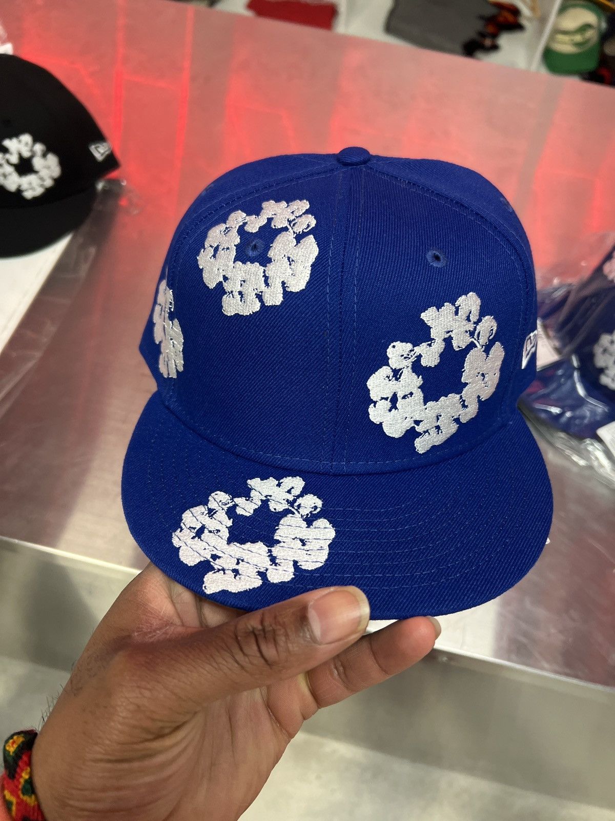 DENIM TEARS Denim tears 59/50 blue fitted hat Sz 7 3/4 | Grailed