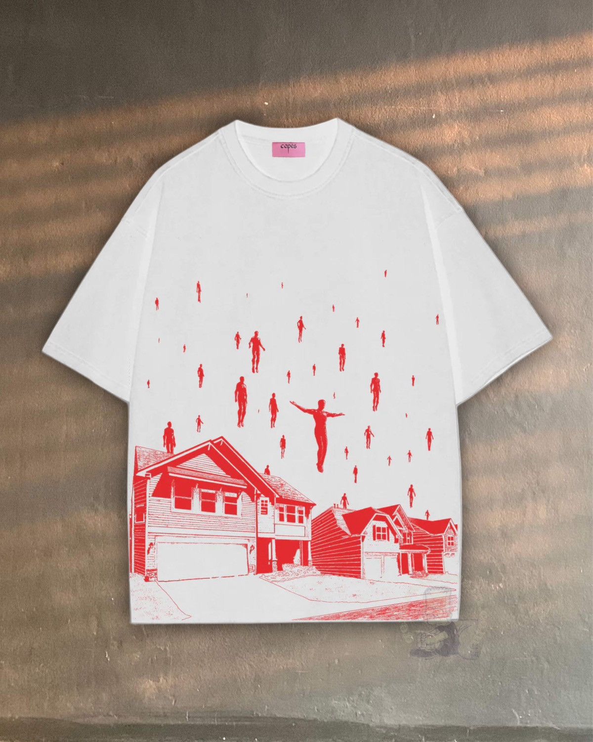 Copes copes x Slug Christ Upheaval red on vintage wash White Tee | Grailed