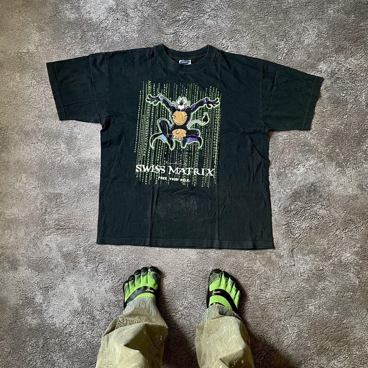 Vintage Vintage Y2K ADULT “ SWISS MATRIX COW HUMOR “ FUNNY TEE | Grailed