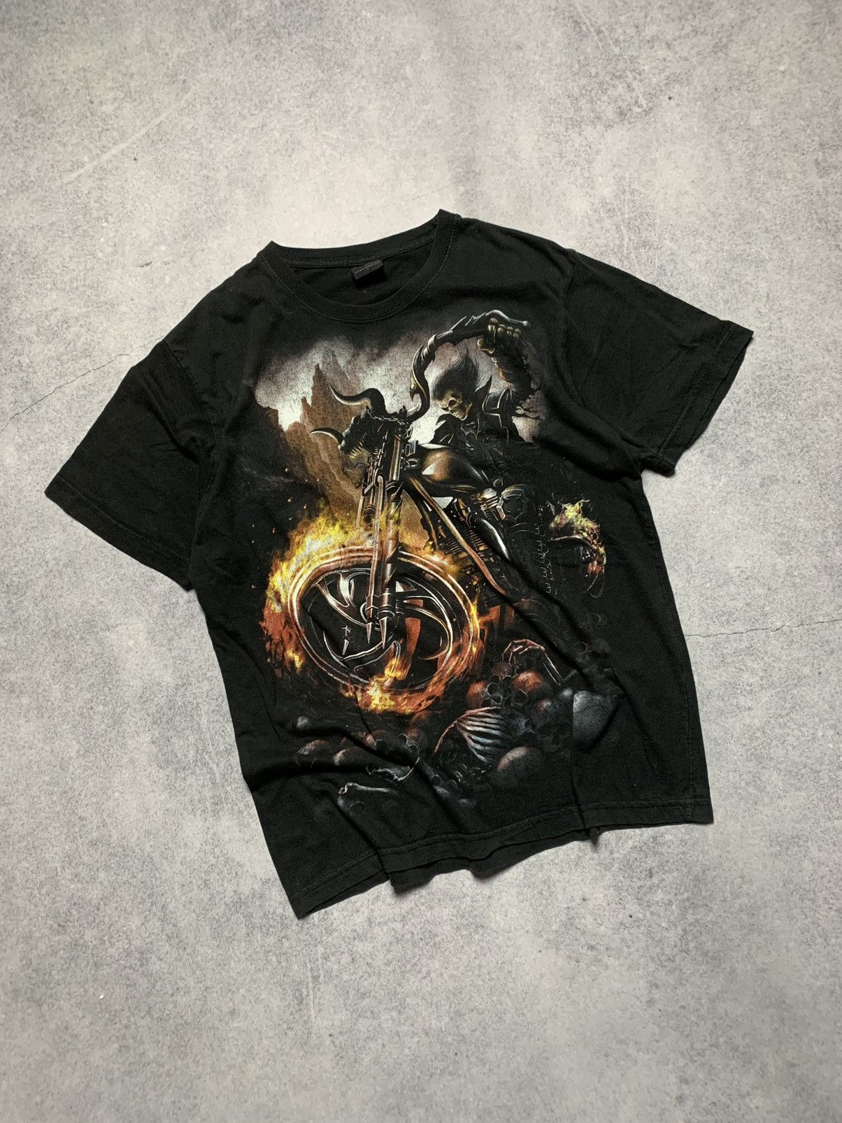 Vintage Vintage Rhinestones Harley Davidson Ghost Rider Tee Y2K | Grailed