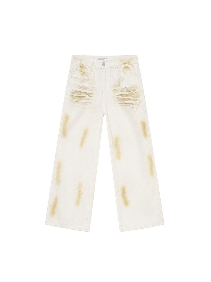 Streetwear Paint Splatter White Baggy Denim Jeans | Grailed