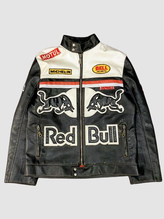 Red Bull RedBull Rare Vintage 90s Leather Jacket "M" | Grailed