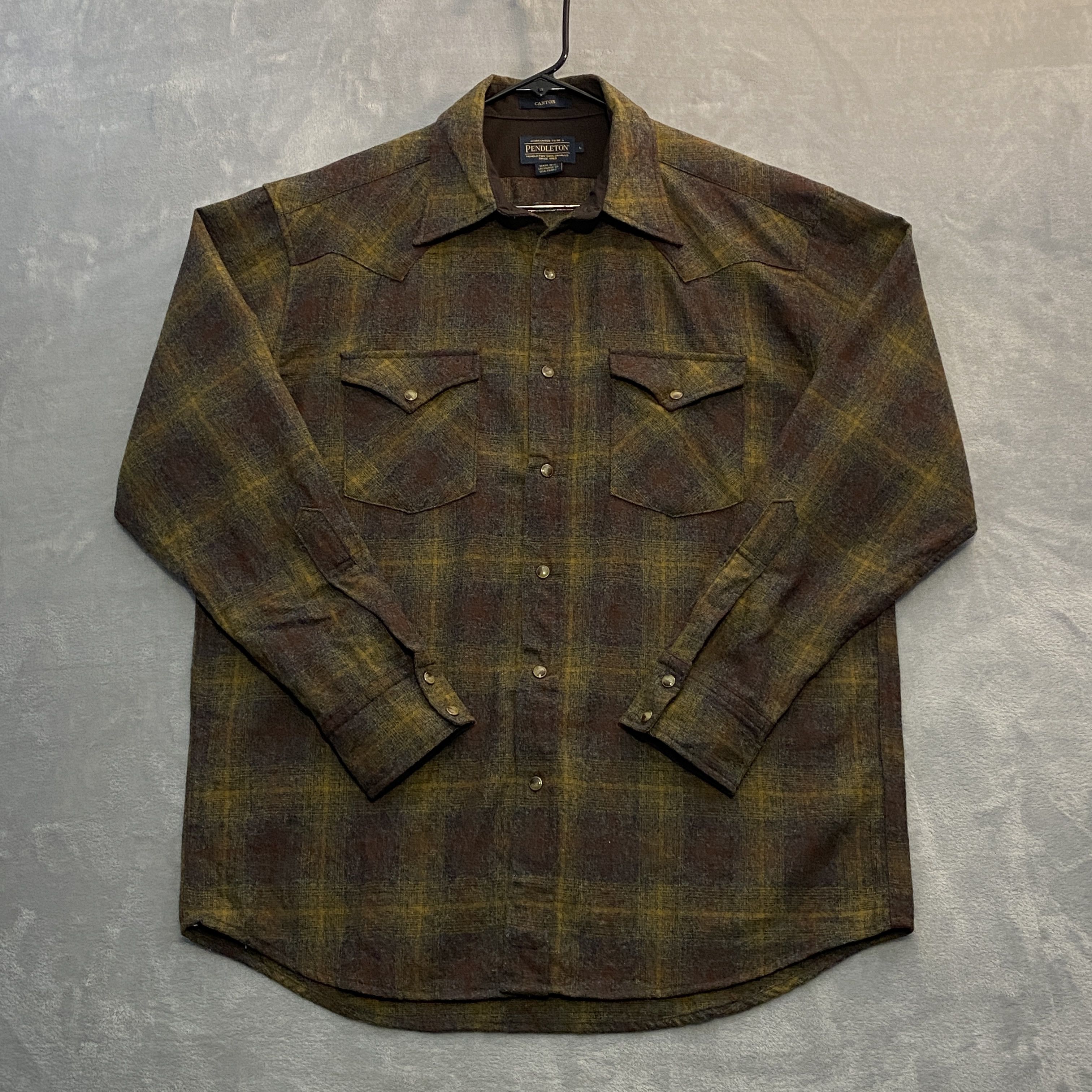 Pendleton Western Shirt Large Canyon '64 Shadow Plaid Virgin Wool Snap | Grailed