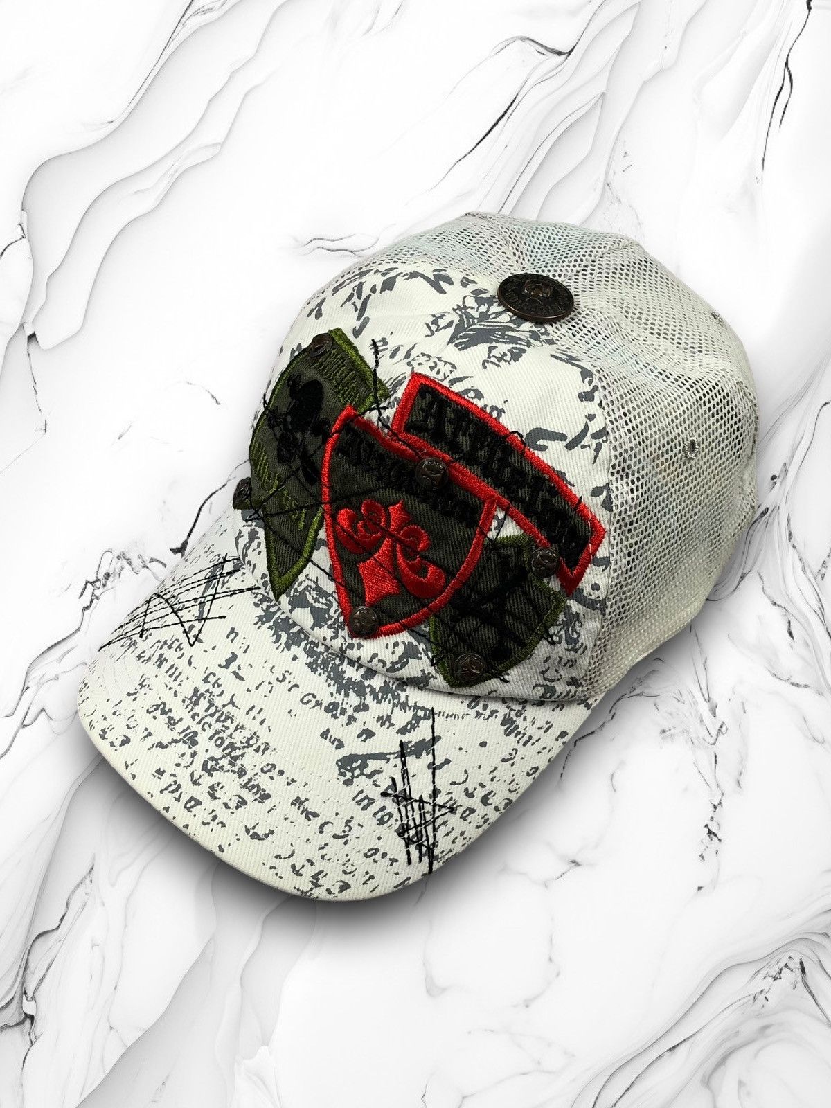 Affliction Vintage Y2K Affliction Skull Death Cross Patches Trucker Cap ...