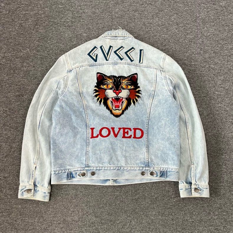 Gucci Gucci Tiger embroidery washed old denim jacket 2502-Nextarr | Grailed