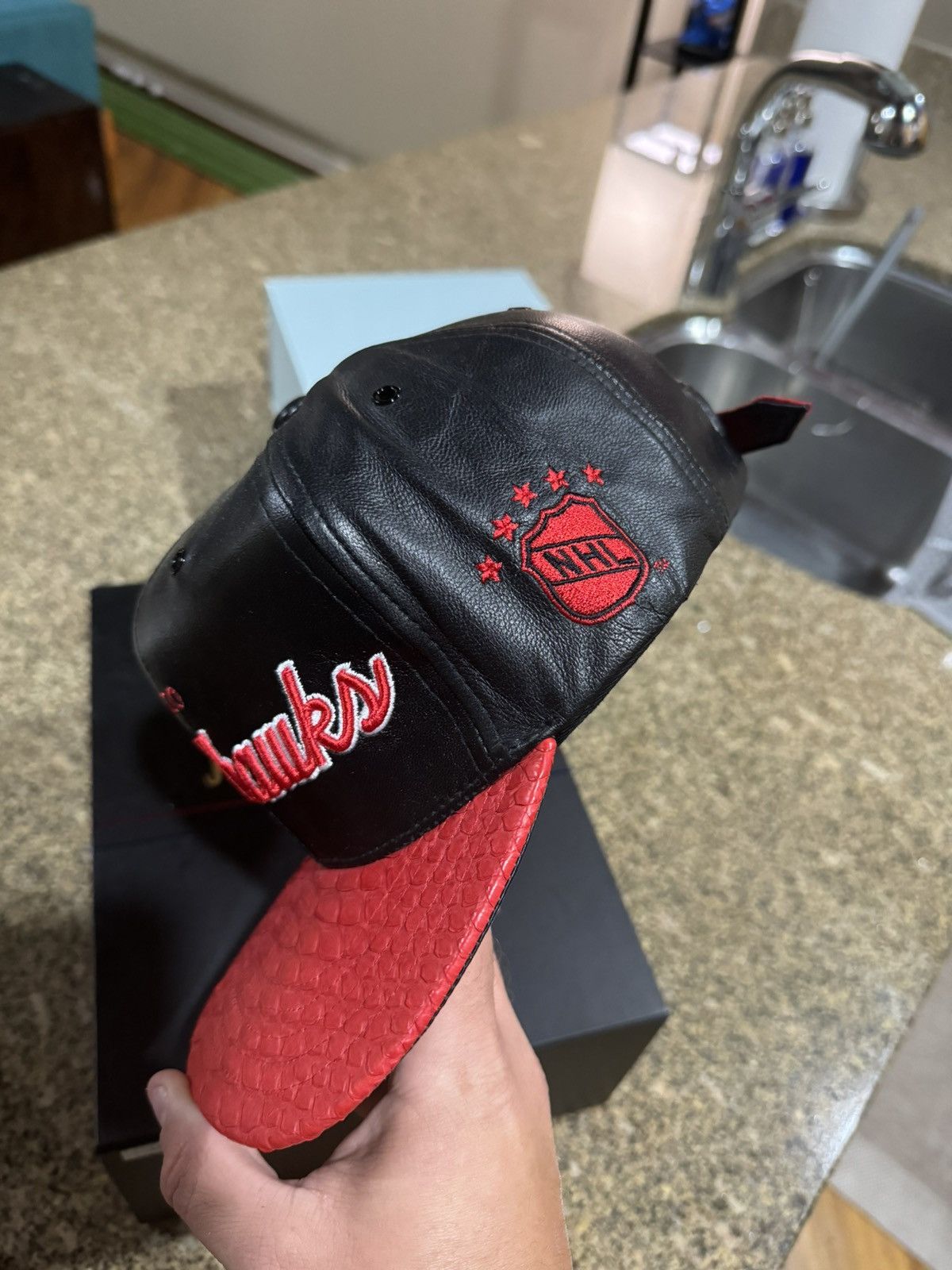 Just Don Just Don Chicago Blackhawks Leather And Python Hat Grailed