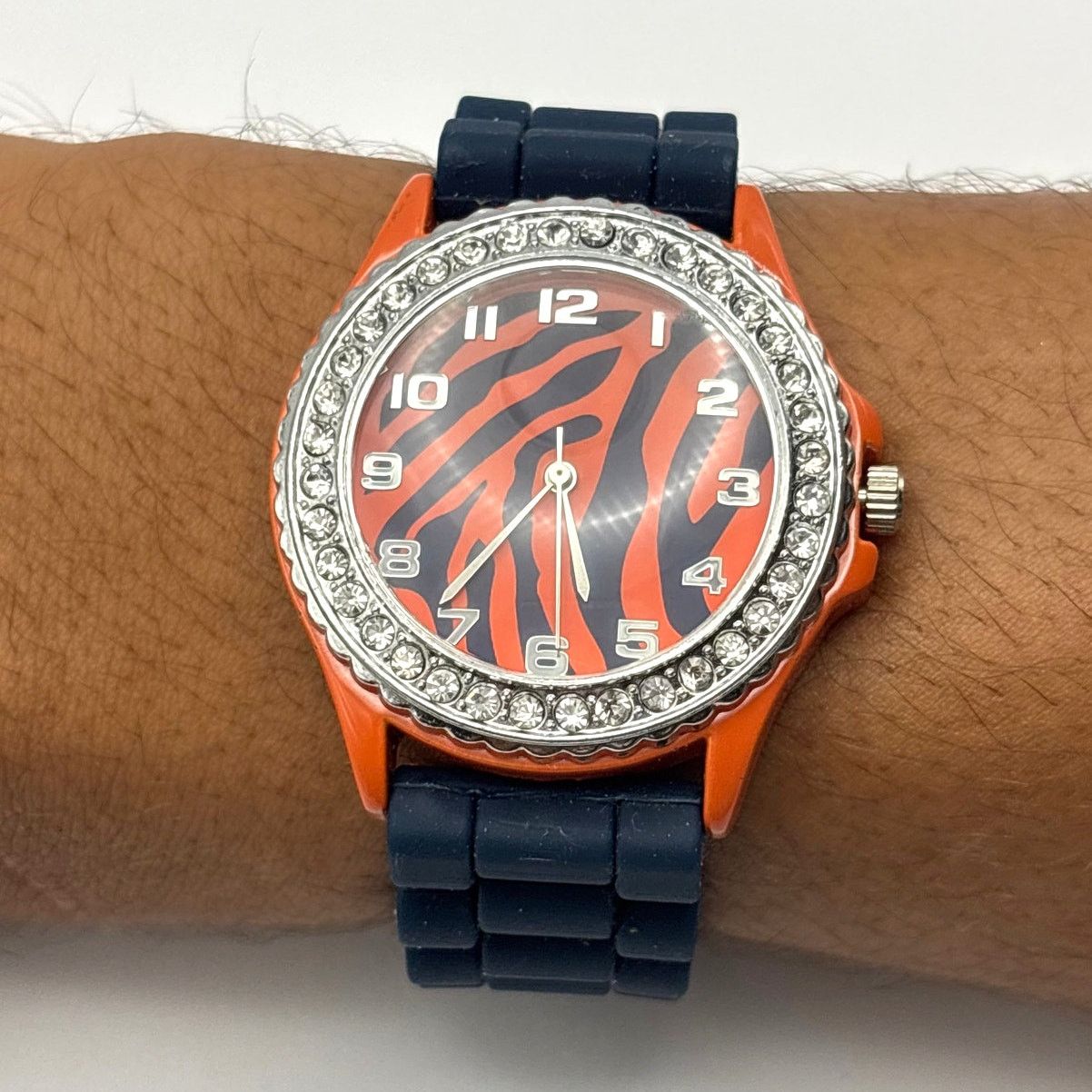 Geneva Silver & Orange Tiger Stripe Men's Watch | Grailed