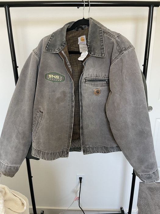 Vintage vintage Grey Carhartt Detroit Jacket boxy cropped fit | Grailed