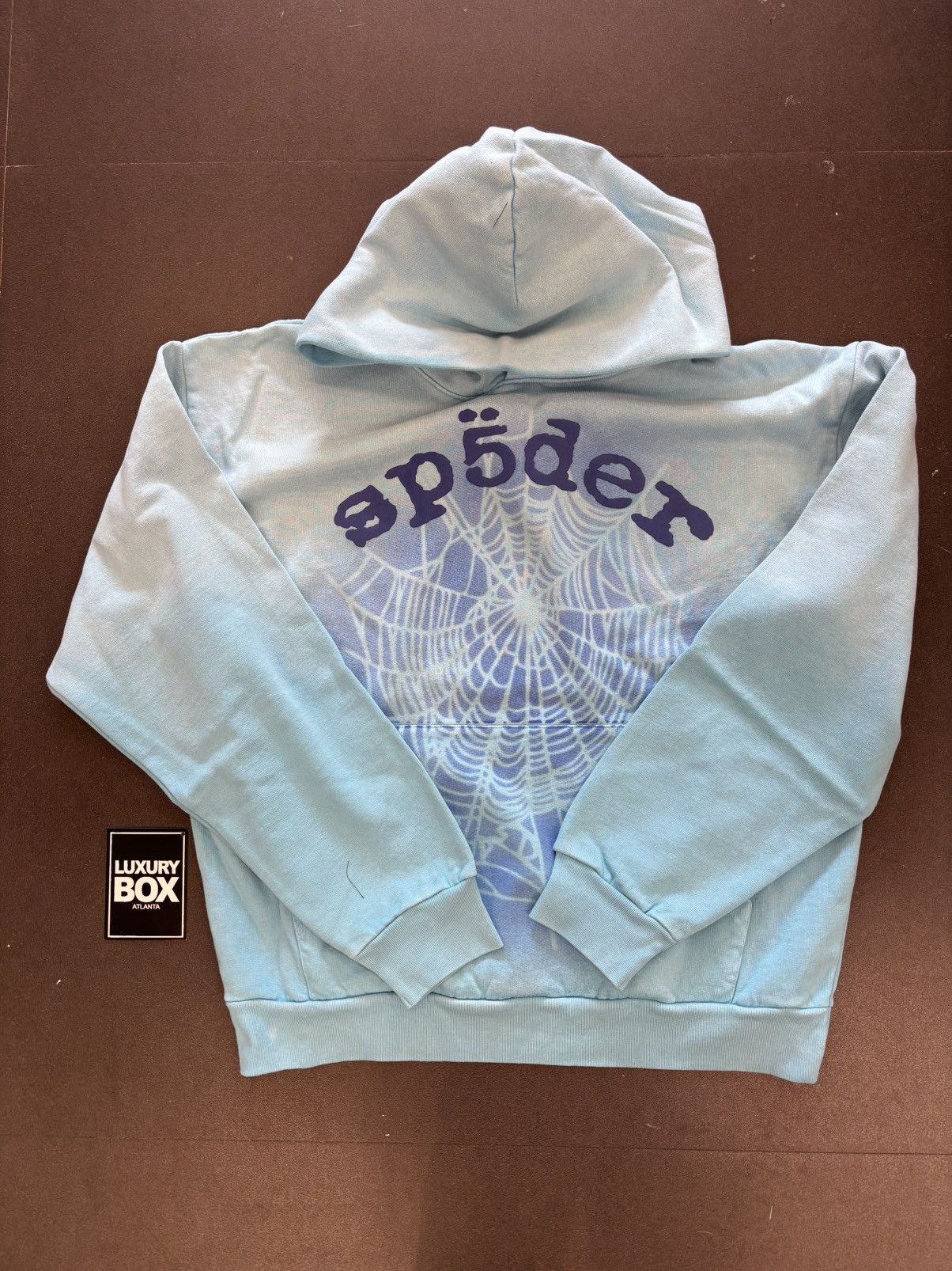 Sp5der Sp5der OG Web V2 Spray Hoodie Light Blue | Grailed