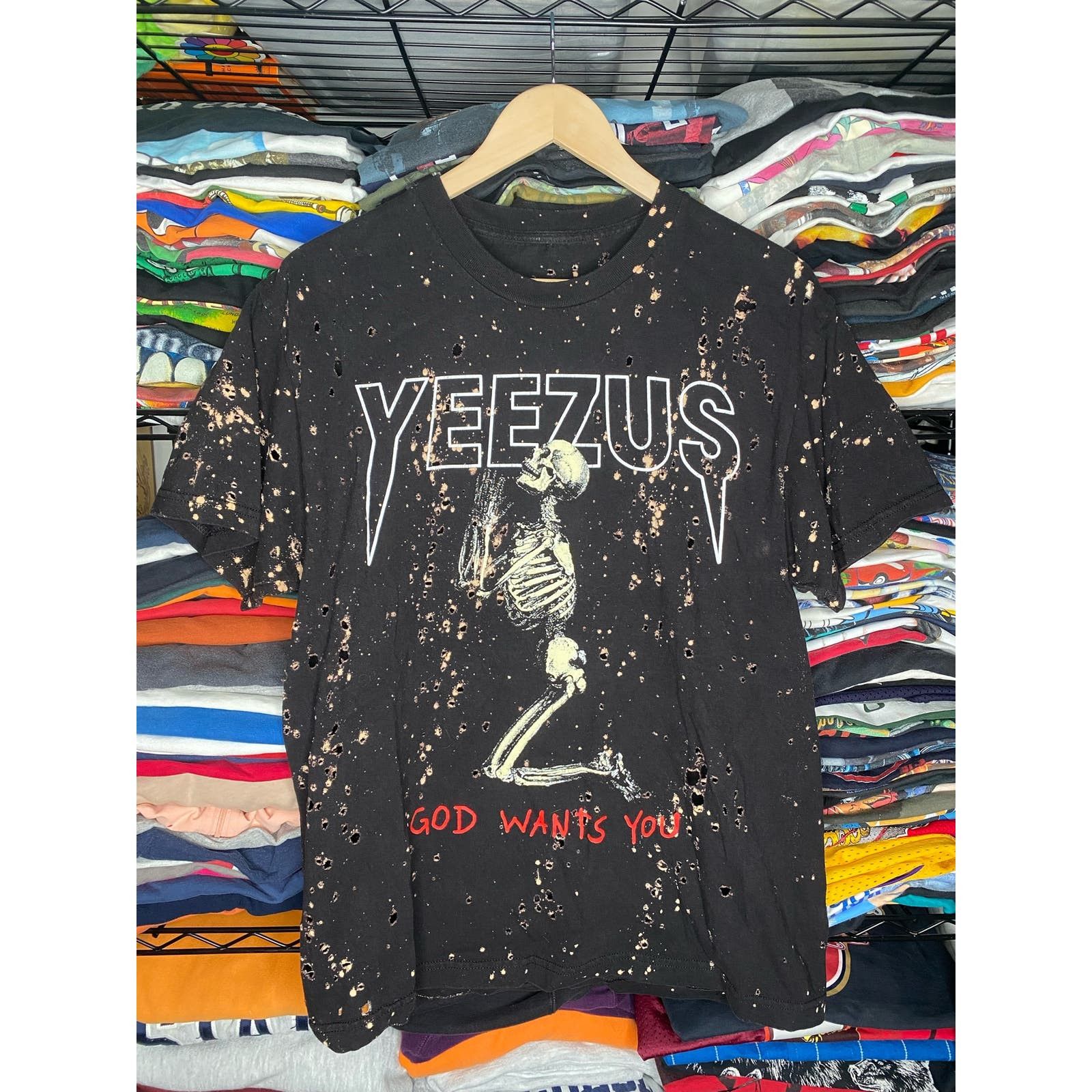 Yeezy Season Yeezus God Wants You Skeleton Praying Kanye West T-Shirt ...