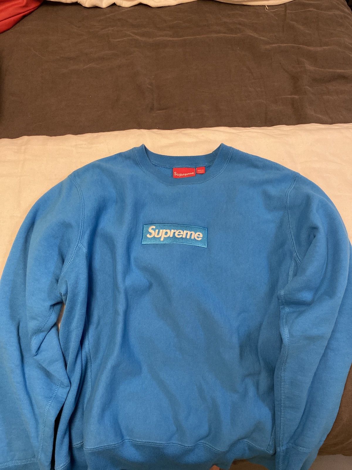 Supreme Supreme Fw 18 Box Logo Crewneck Blue | Grailed