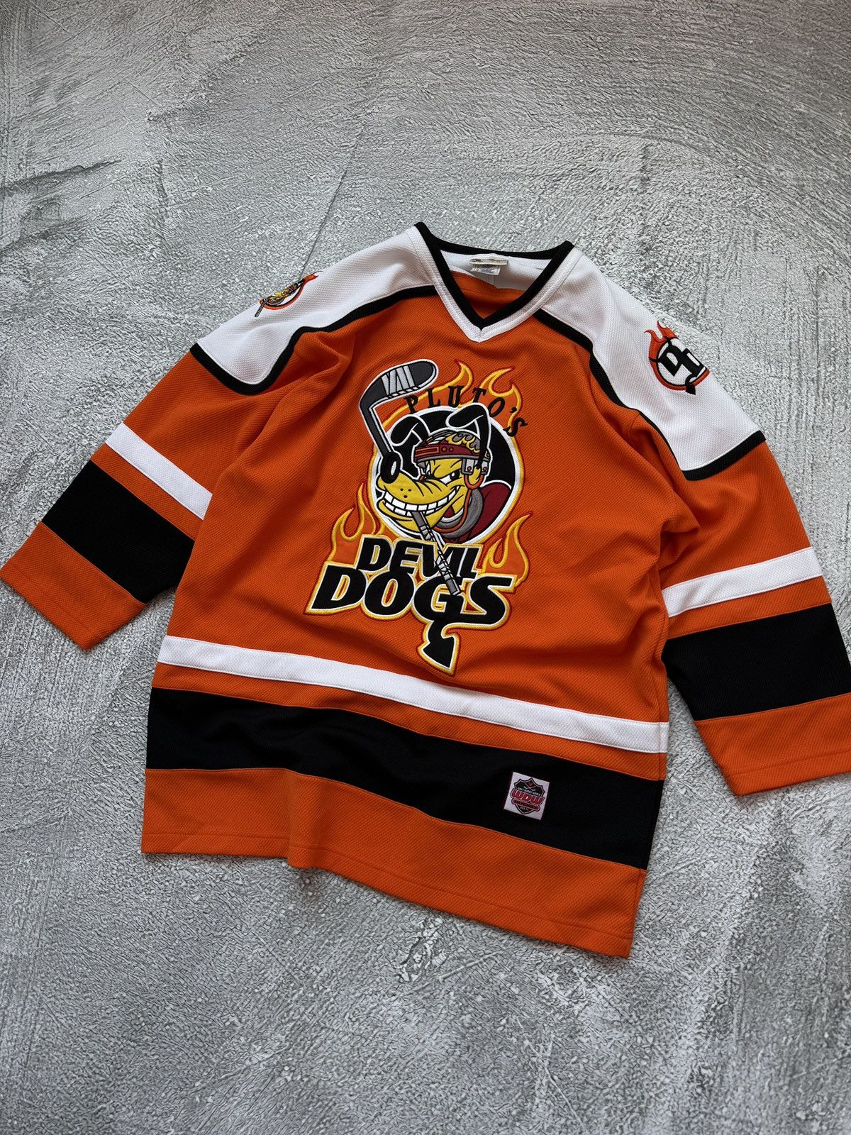 Disney × Vintage Vintage Disney Pluto Devil Dogs Hockey Jersey | Grailed