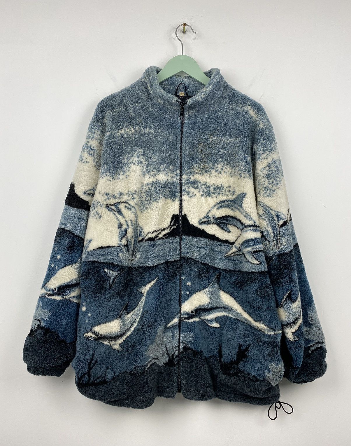 Outdoor Life × Streetwear × Vintage Dolphin Print Fleece Jacket Wolf ...