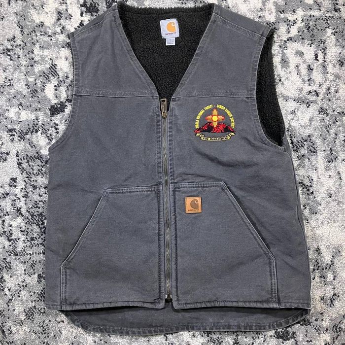 Carhartt Carhartt Work Vest Dark Grey Fleece Lined with Embroidery ...