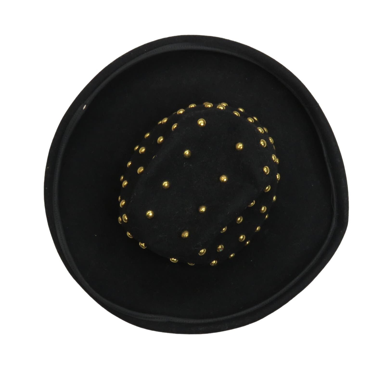 Vintage Bollman Vintage Black Felt Wool Gold Studded Fedora Hat | Grailed