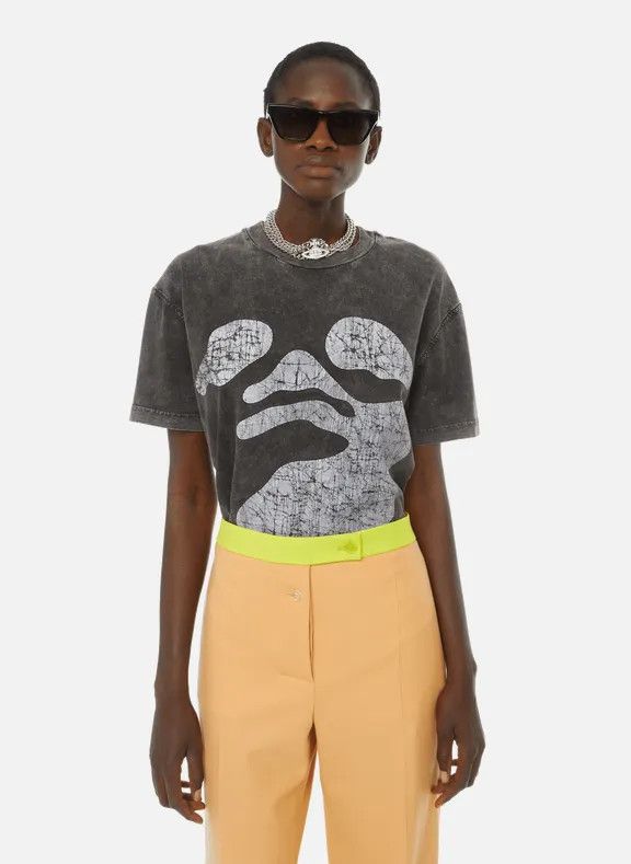 Off-White Washed Black Swimming Man Face Logo T-Shirt | Grailed