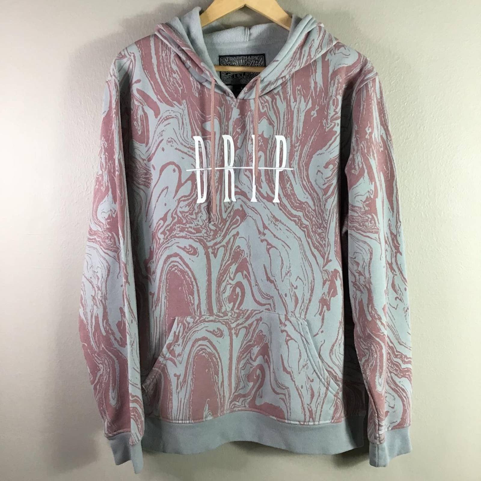 Brooklyn Cloth DRIP Marble AOP Brooklyn Hoodie HIP HOP Pink Grey swirl ...