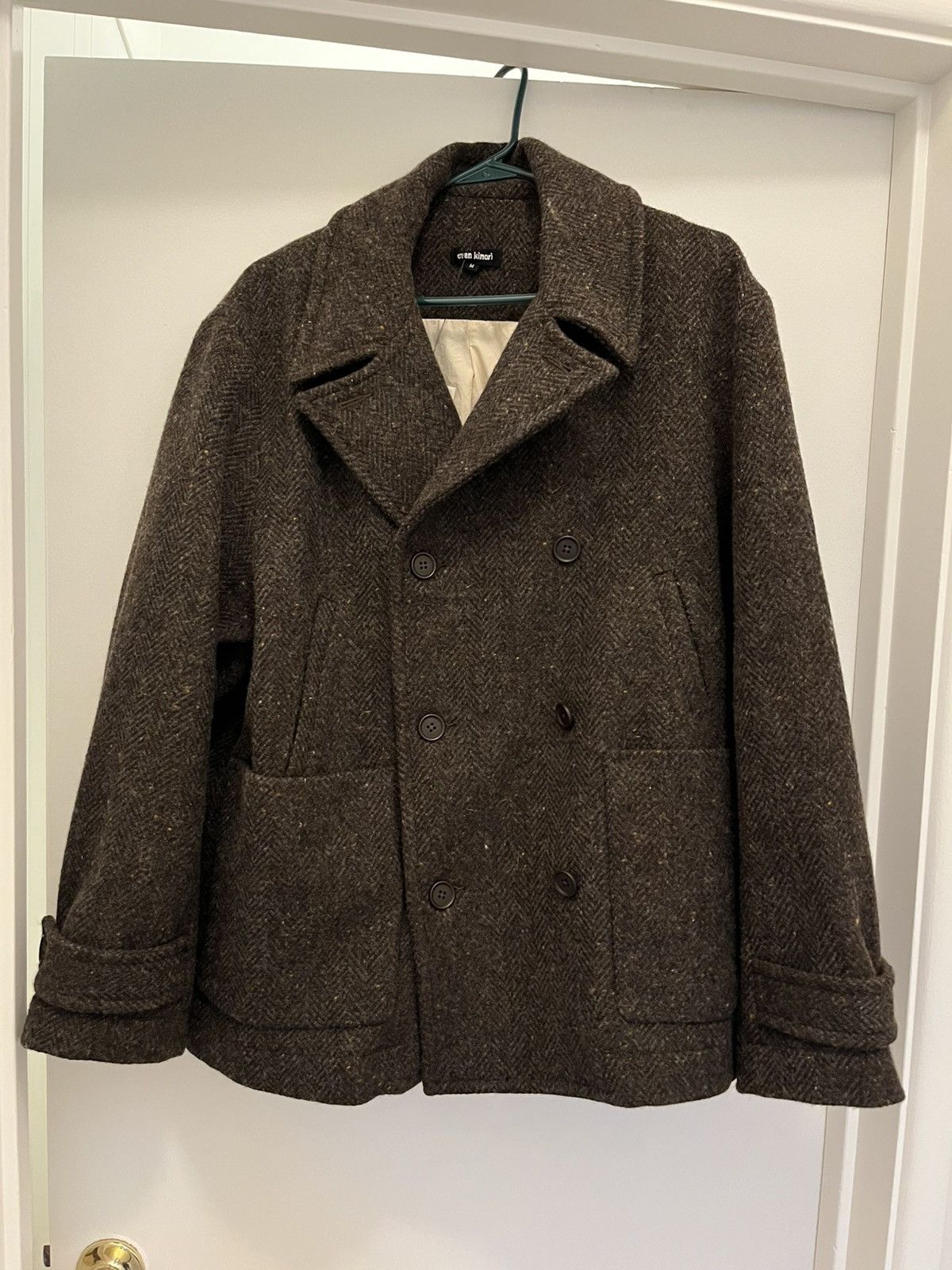 Evan Kinori Pea coat in Irish wool herringbone AW25 | Grailed