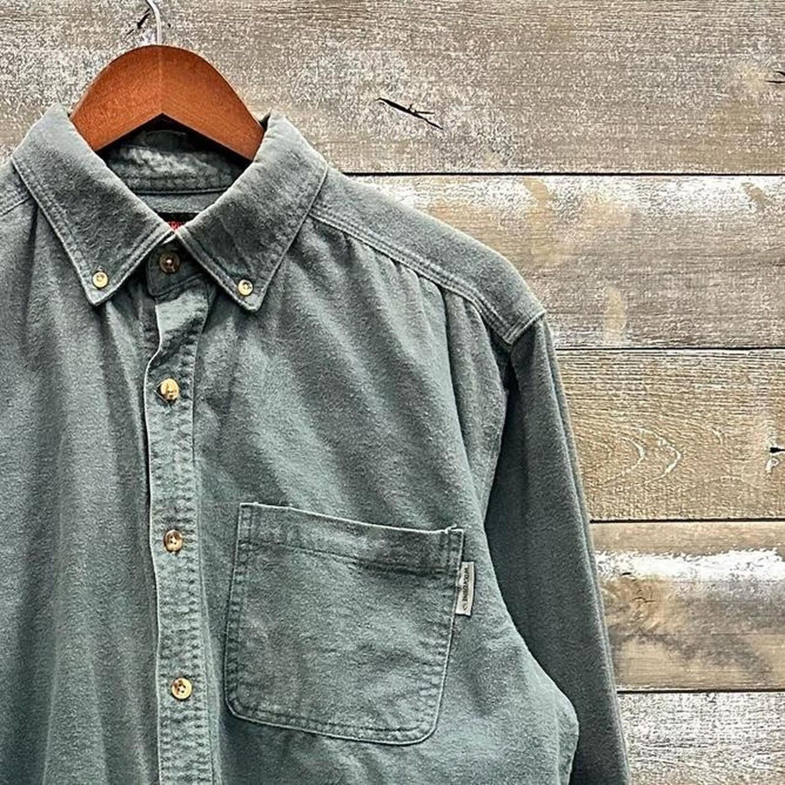 Wolverine Vintage Wolverine Button Up Dress Shirt Green Mens Size L ...