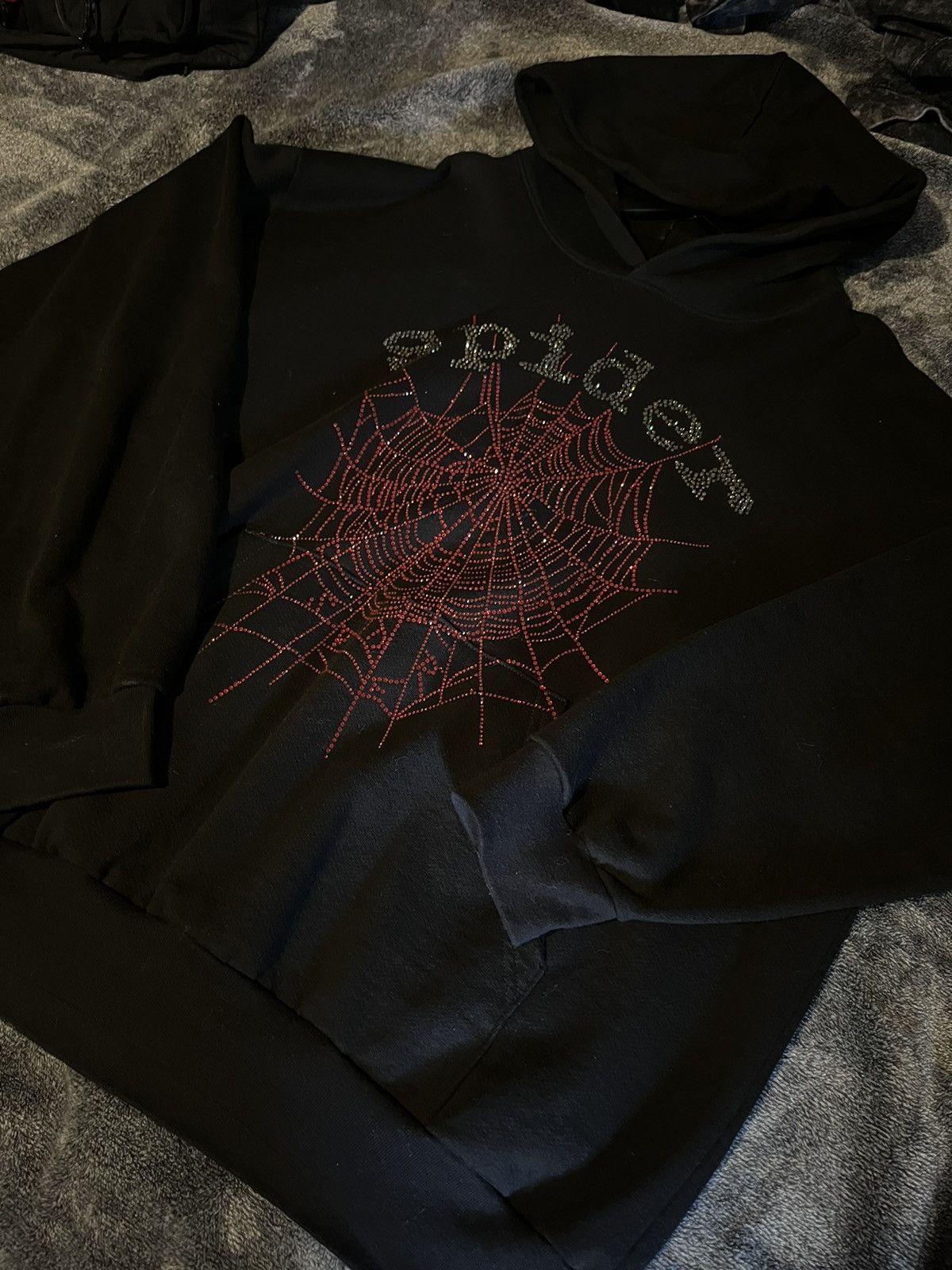 Spider Spider OG Rhinestone Logo Hoodie | Grailed