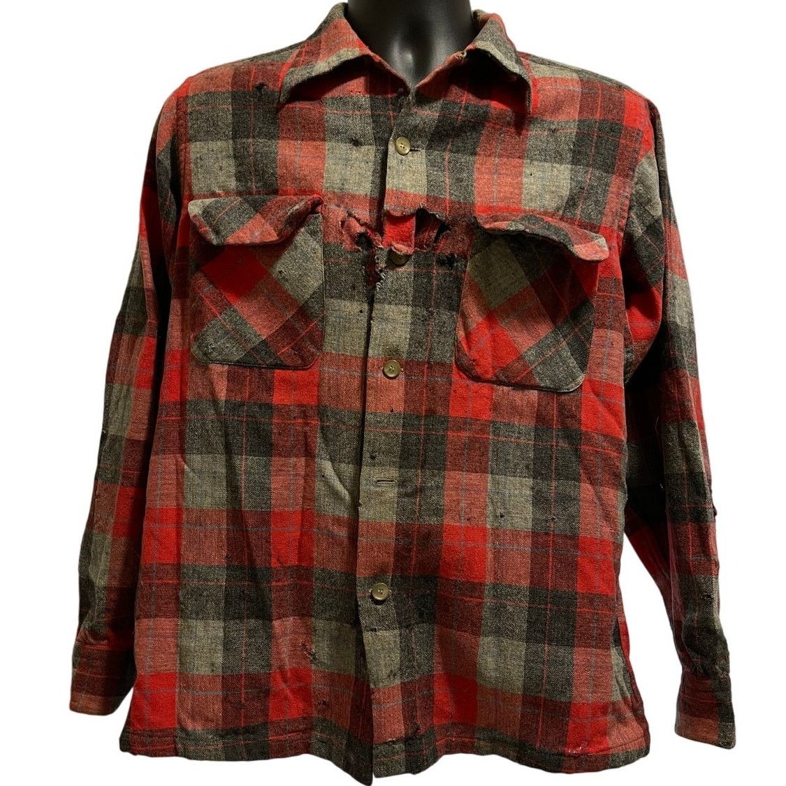Pendleton Vintage 1960's Pendleton 100% Wool Red Plaid - Distressed ...