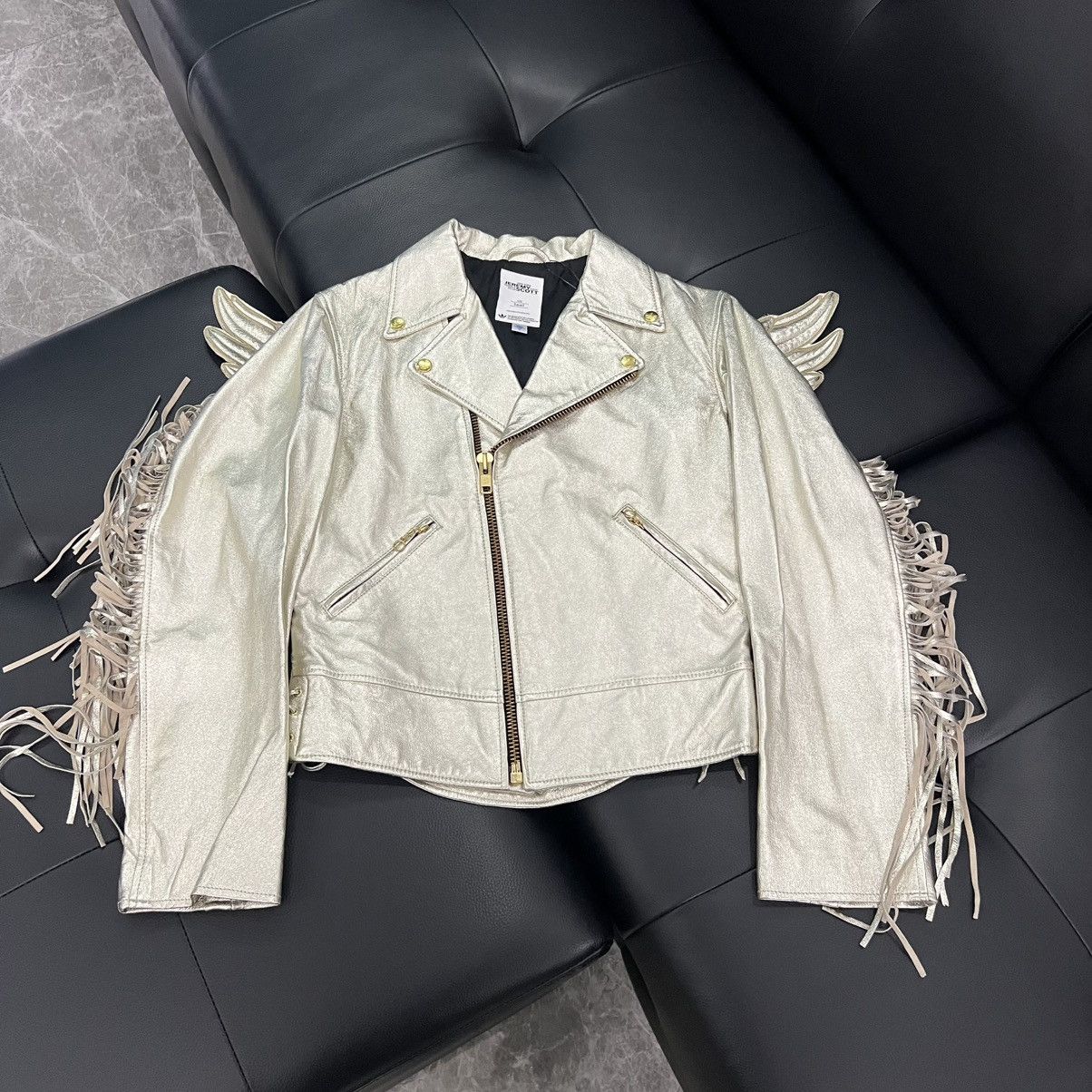 Adidas × Jeremy Scott Adidas by Jeremy Scott Fringe Wings Gold Jacket ...